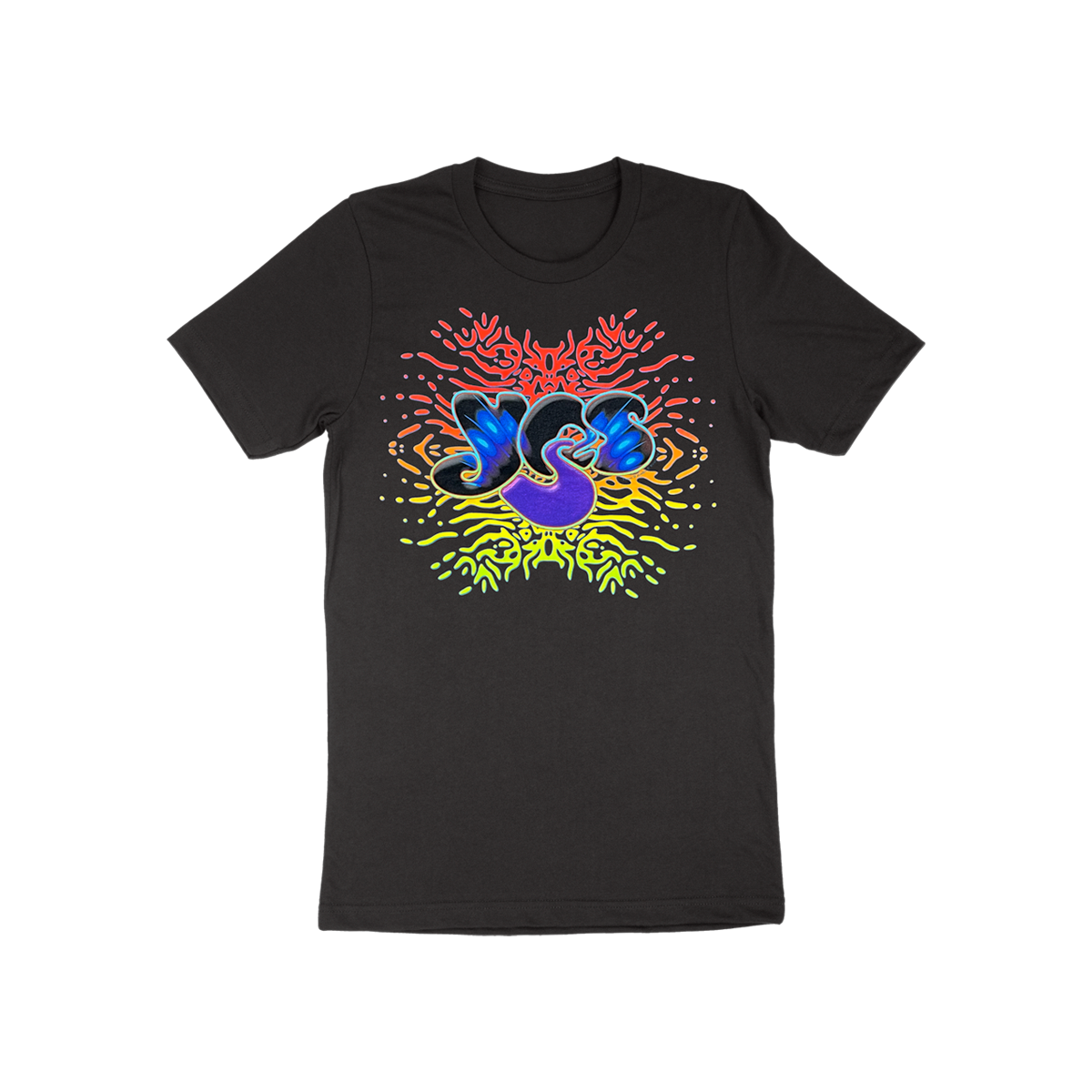 Abstract Logo Tee - Black w/Red & Yellow Flood Print – YES